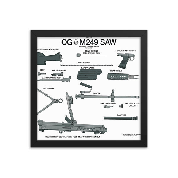 M249 SAW Framed Poster – ZeroThreeOG